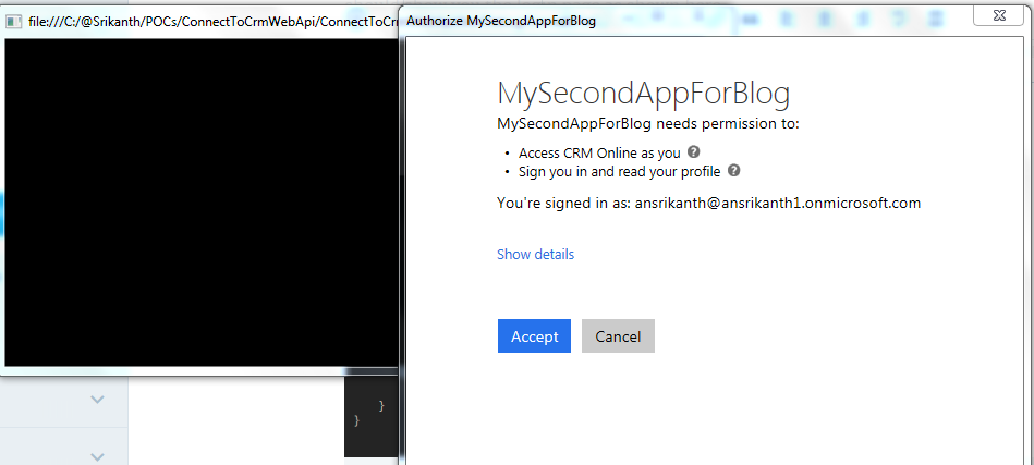 Connect to Dynamics CRM WebApi from Console Application – Srikanth Alluri